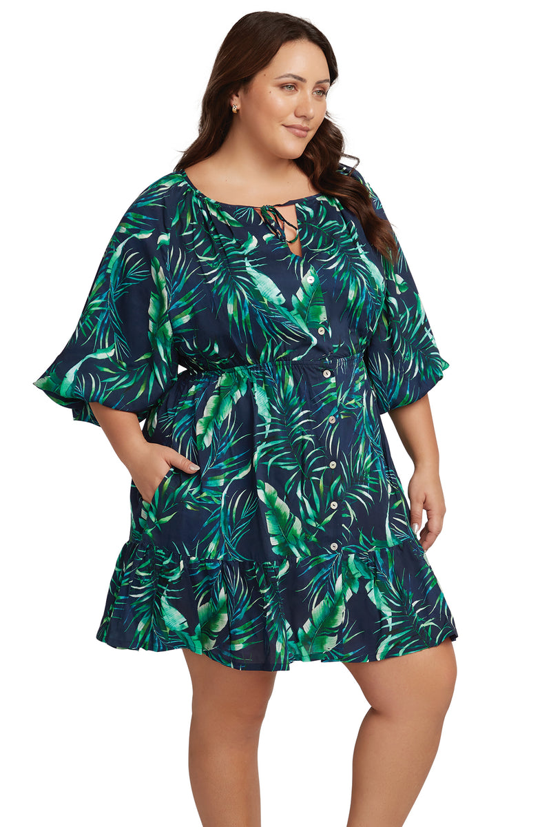 Artesands Palmspiration Elgar Mini Cotton Beach Dress DARK NAVY buy for ...