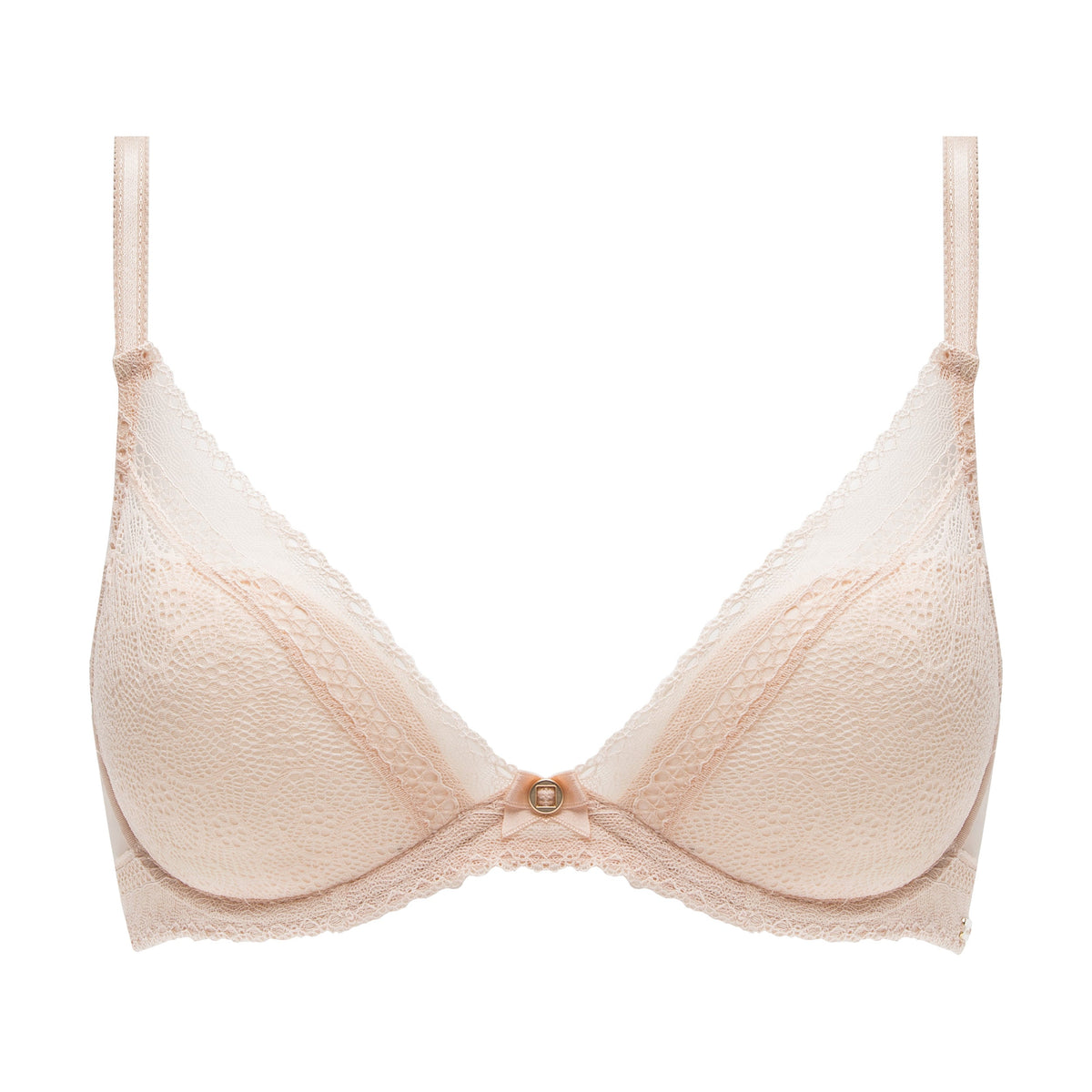 Chantelle Festivité Lace Plunge T-shirt Bra 01N NUDE BLUSH buy for the ...